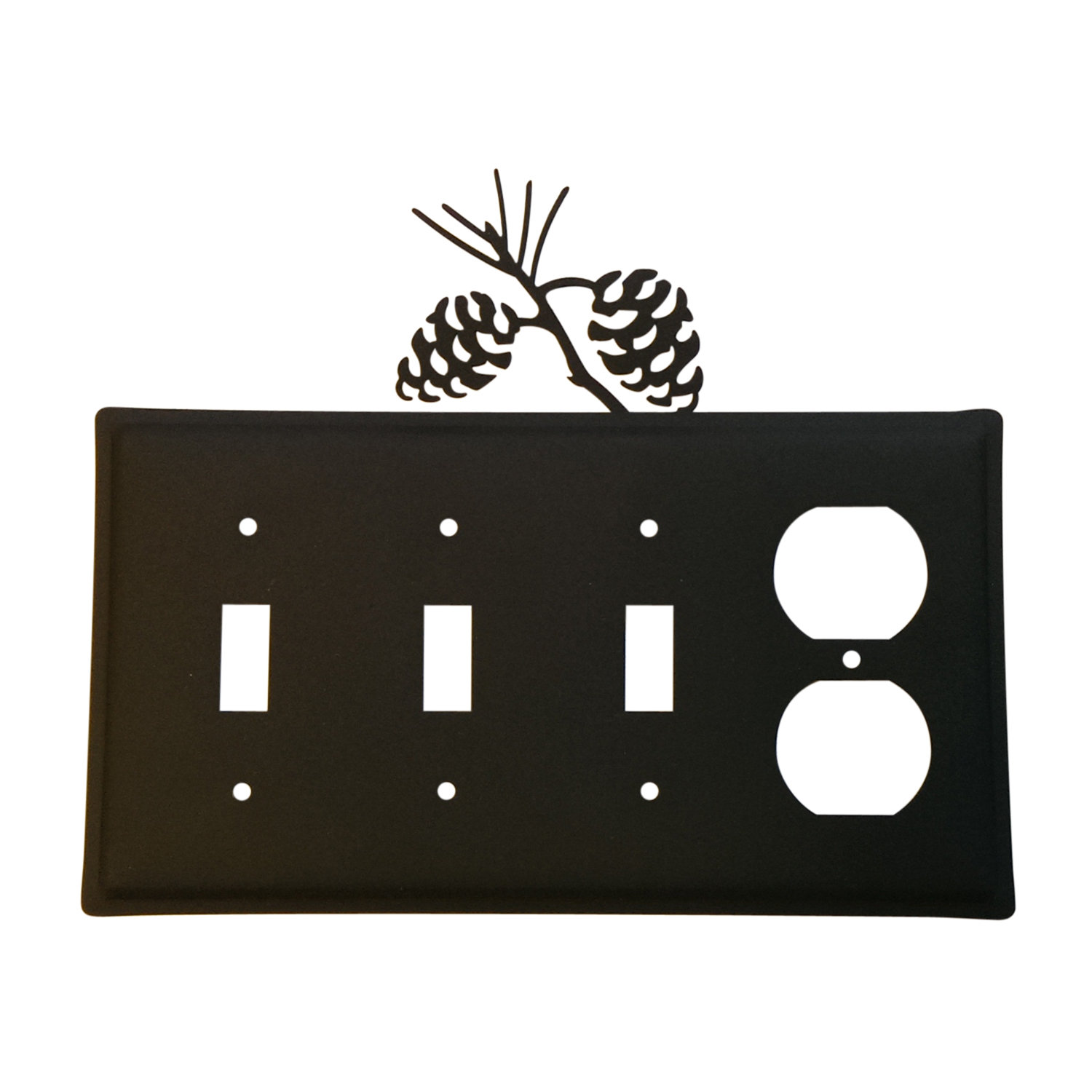 Village Wrought Iron Pinecone 4-Gang Duplex Outlet / Toggle Light ...