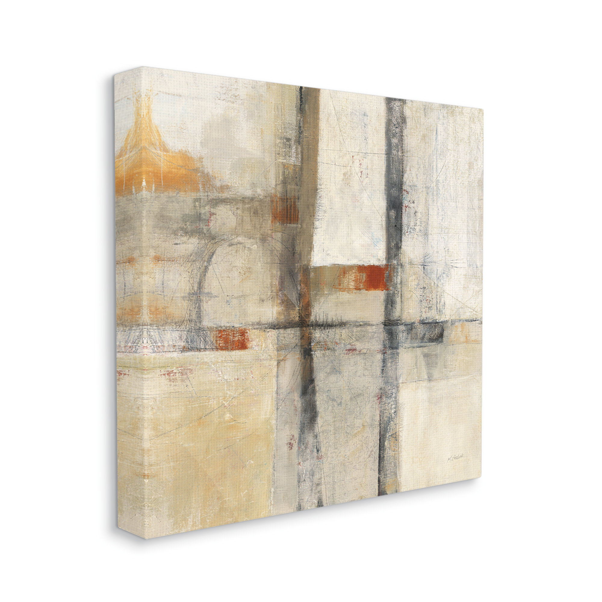 Wrought Studio™ Beige Geometric Abstraction Canvas Wall Art Design By ...