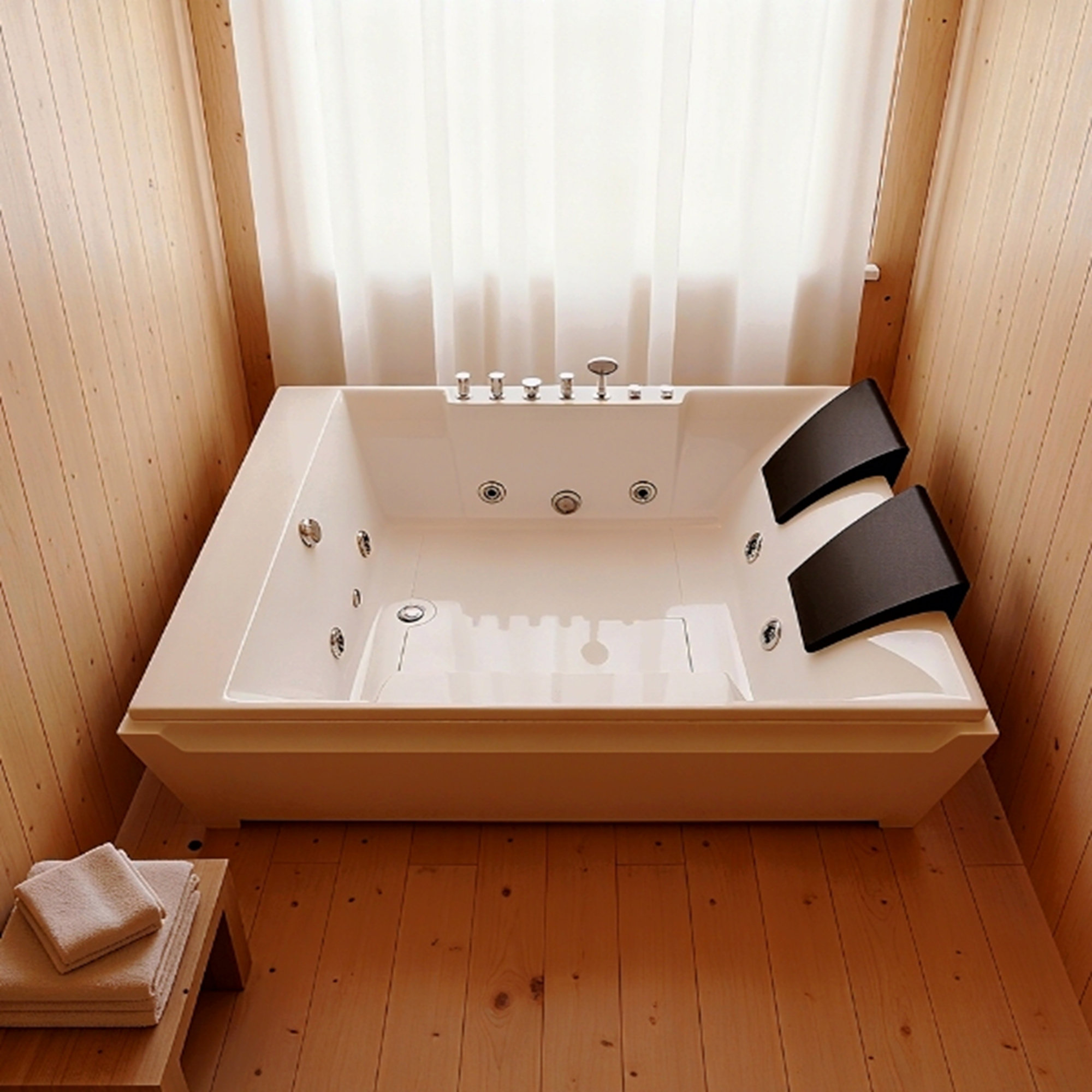 KAQCVIN Whirlpool Tub,73" X 48" Jetted Bathtub For 2 Person, Hydro ...