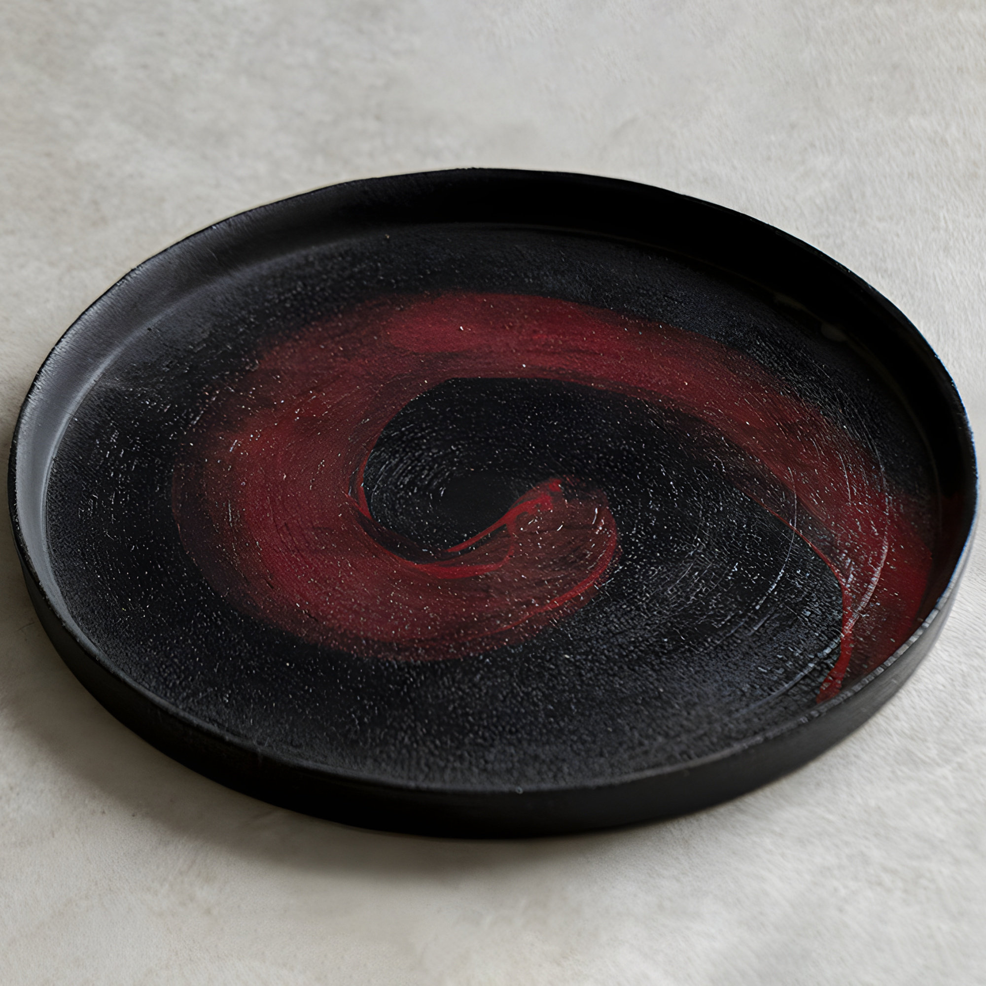 Padise Epoch Handmade Ceramic Tray - Painted Red Circular Tea Sea Tray ...