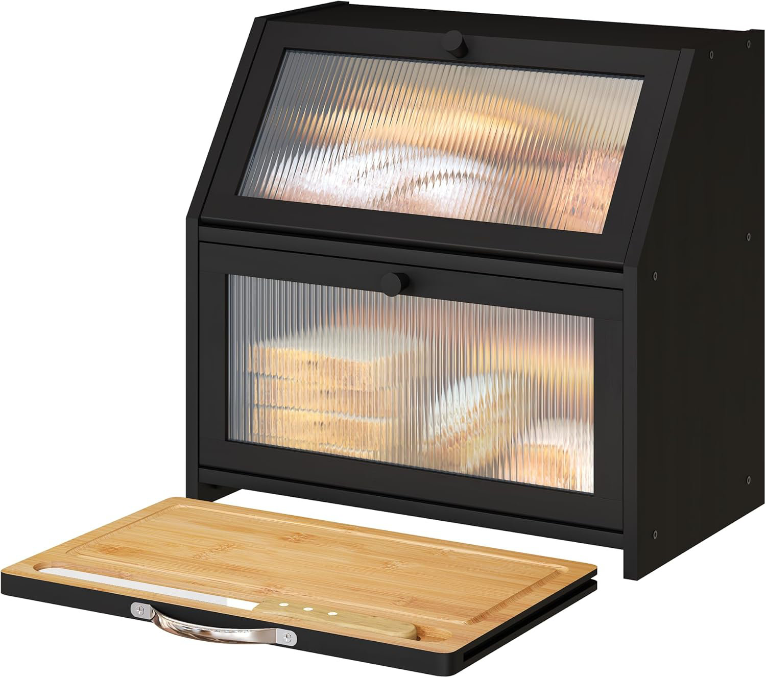 Hokku Designs Extra Large Bread Box with Cutting Board Bamboo Wood ...