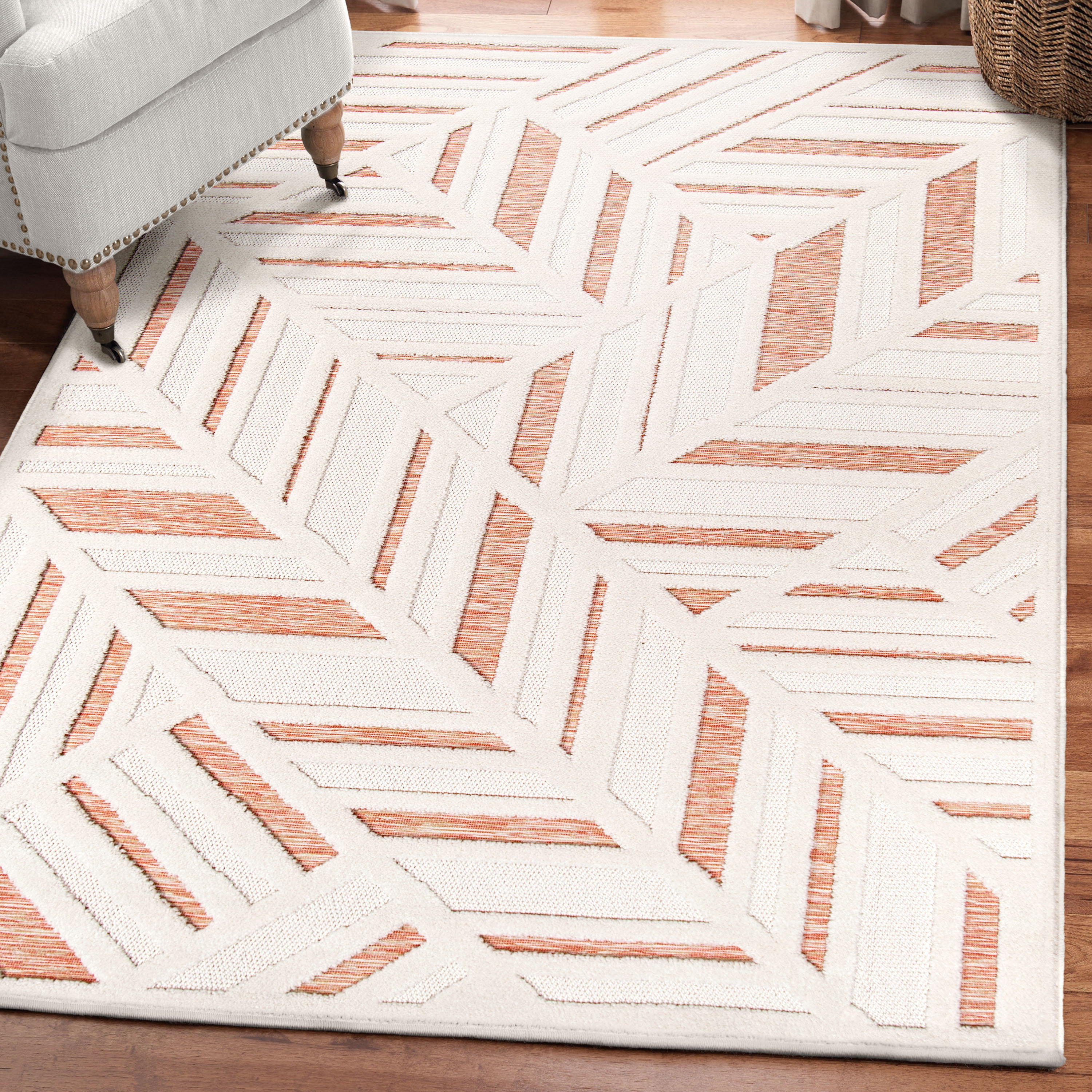 Foundry Select Dijoun Natural Honeycomb High Low Indoor Outdoor Rug ...