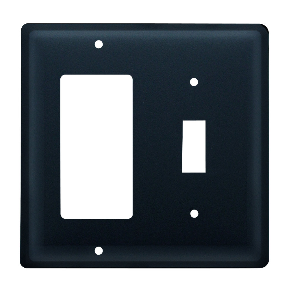 Village Wrought Iron Plain 2-Gang Single Outlet / Rocker Combination ...