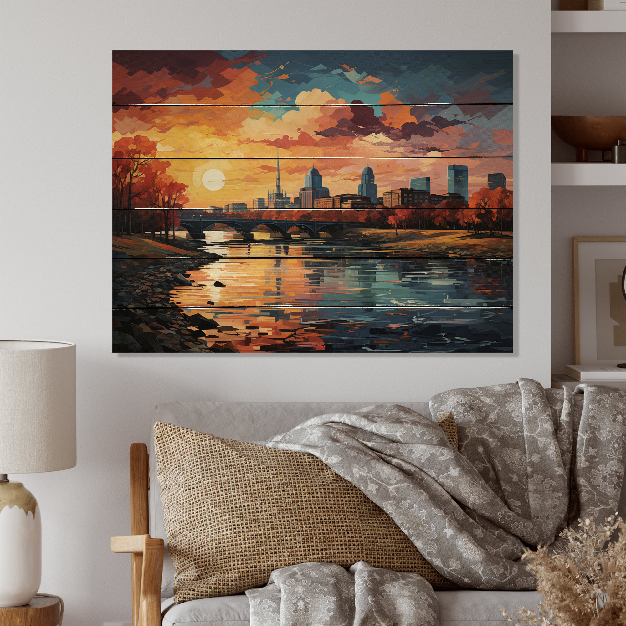 Latitude Run® Boston Popart I - Boston Print On Natural Pine Wood ...