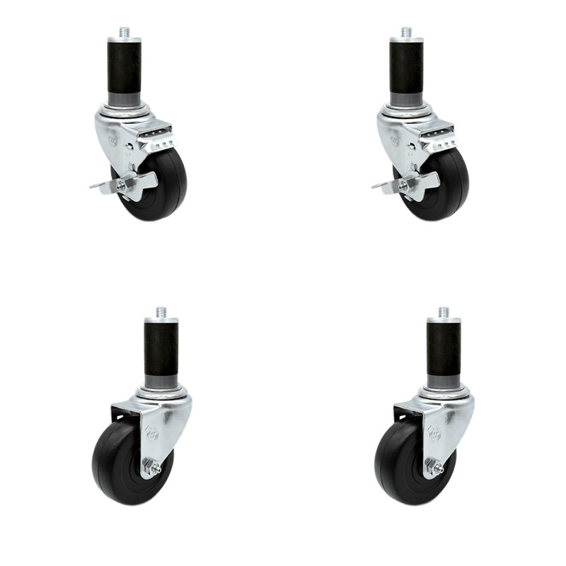 Service Caster 4 Piece Rubber Expanding Caster Set with 2 Brakes | Wayfair