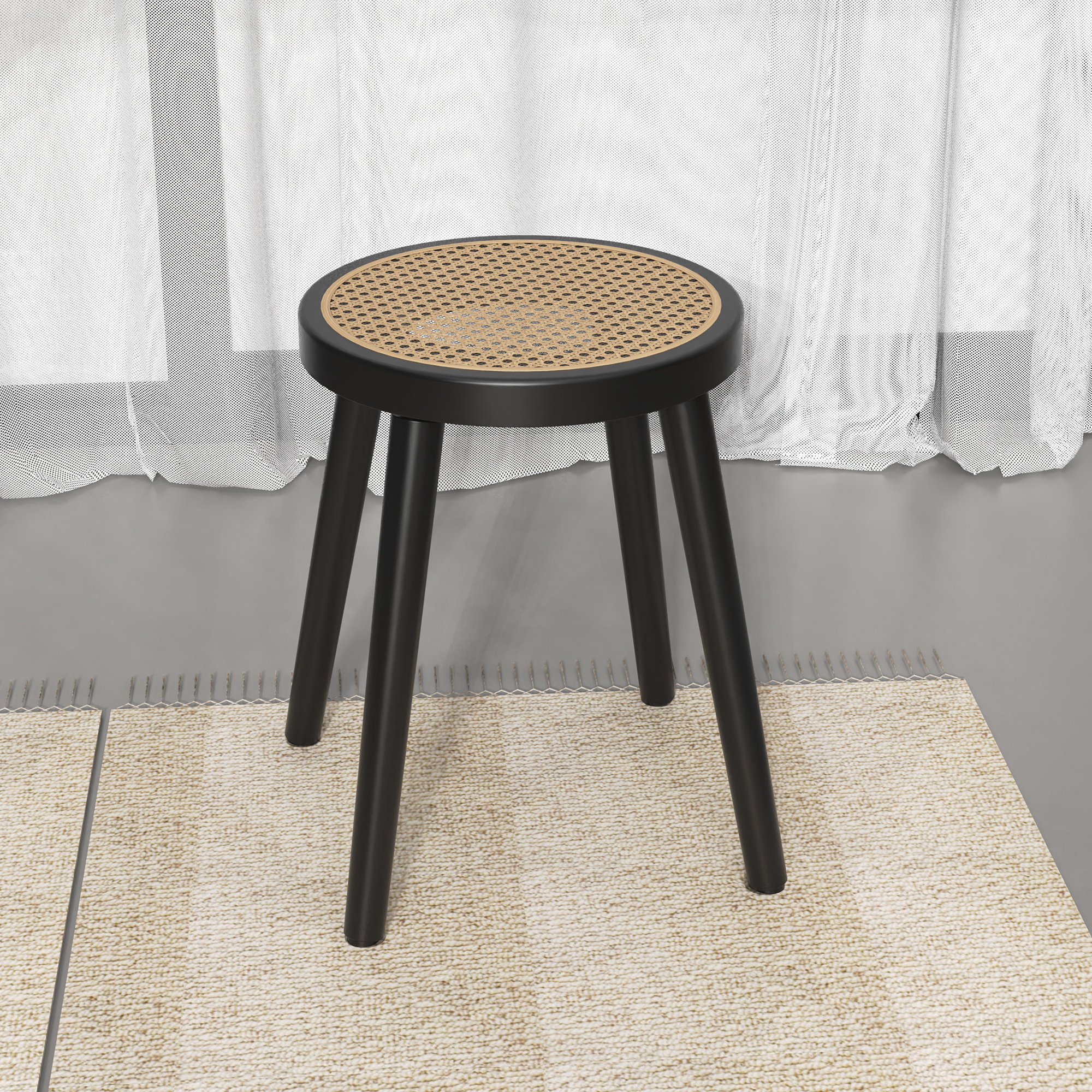 Bay Isle Home™ Ascano Natural Rattan Top Wood Stool, Rattan Stool ...