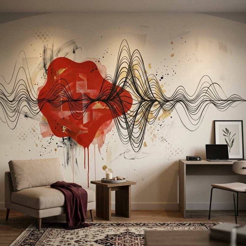 Ebern Designs Abstract Heart Wallpaper Soundwave Lines Modern Mixed ...