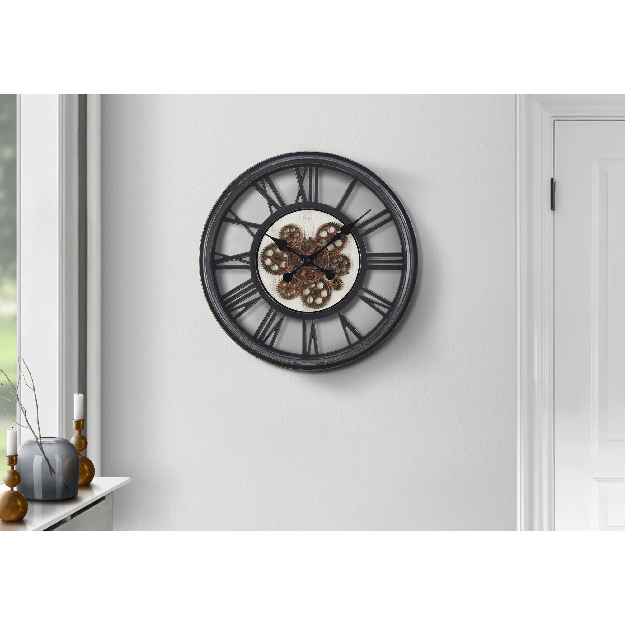 Williston Forge Clocks, Round, Gear Mechanism, Wall Clock, Transitional | Wayfair