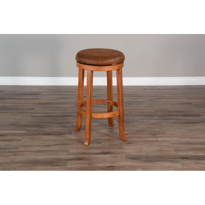 Loon Peak® Sears Swivel Upholstered Counter Stool with Solid Wood Frame ...