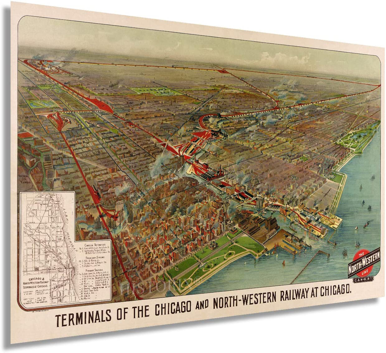 HISTORIC PRINTS Historix Vintage 1902 Chicago Map Wall Art - 16X24 Inch ...