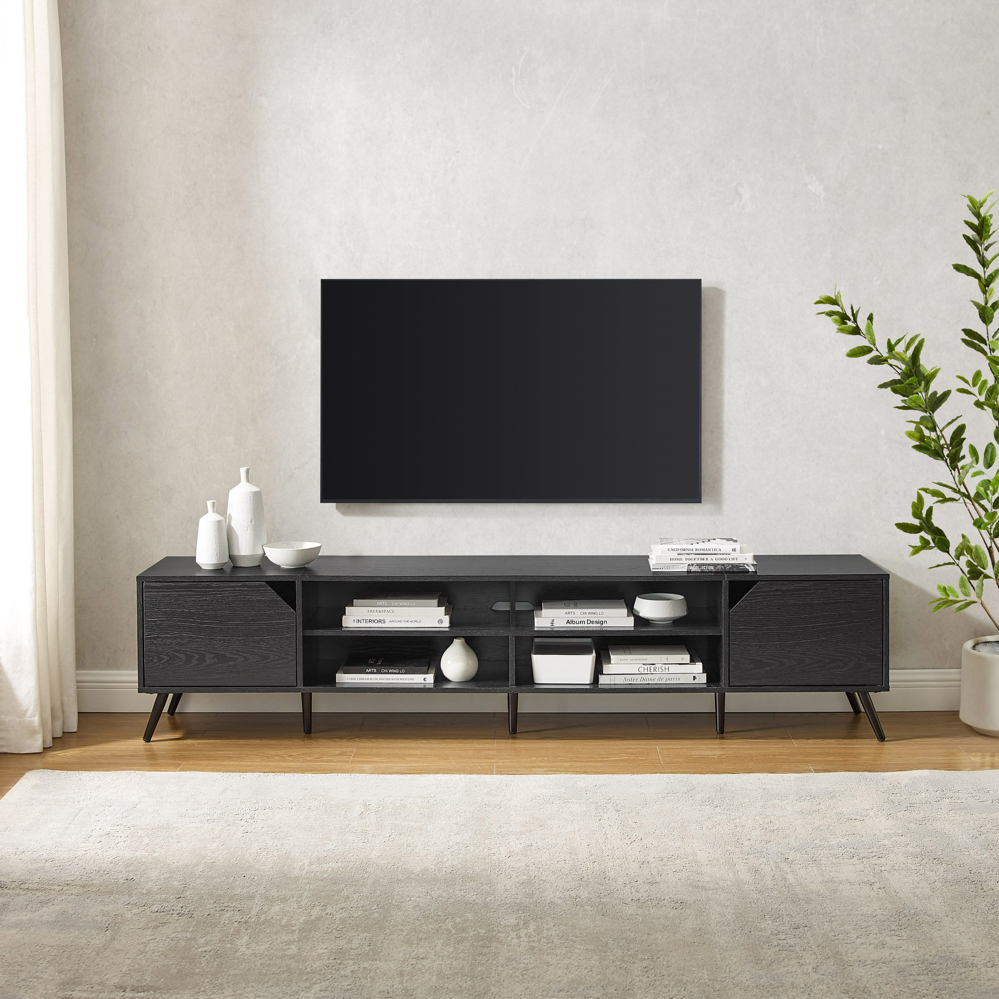 George Oliver Contemporary 2-Door Minimalist TV Stand For Tvs Up To 90 ...
