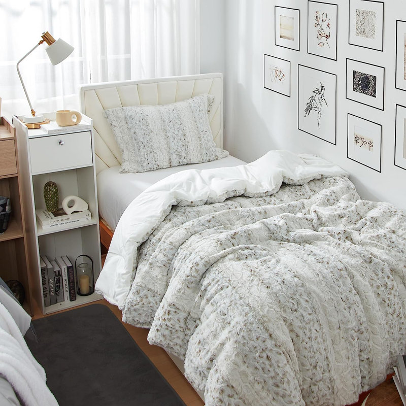 Coma Inducer Snow Leopard Faux Fur Coma Inducer Oversized Comforter Set ...