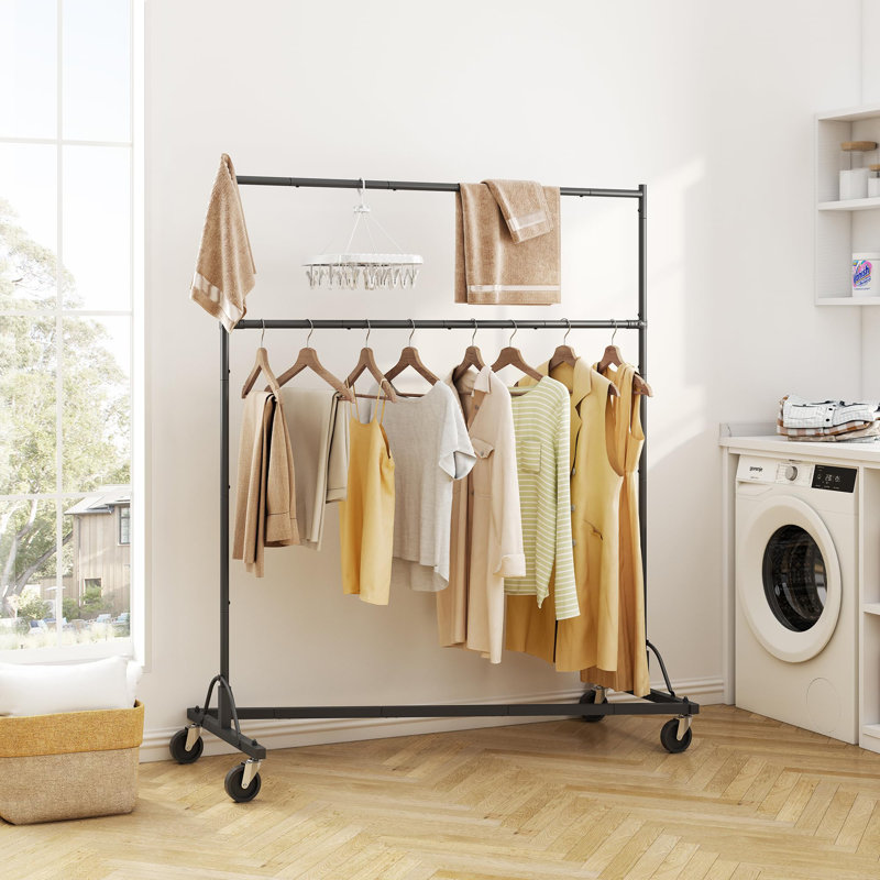 Rebrilliant Nichalos 57.83" Iron Rolling Clothing Rack | Wayfair