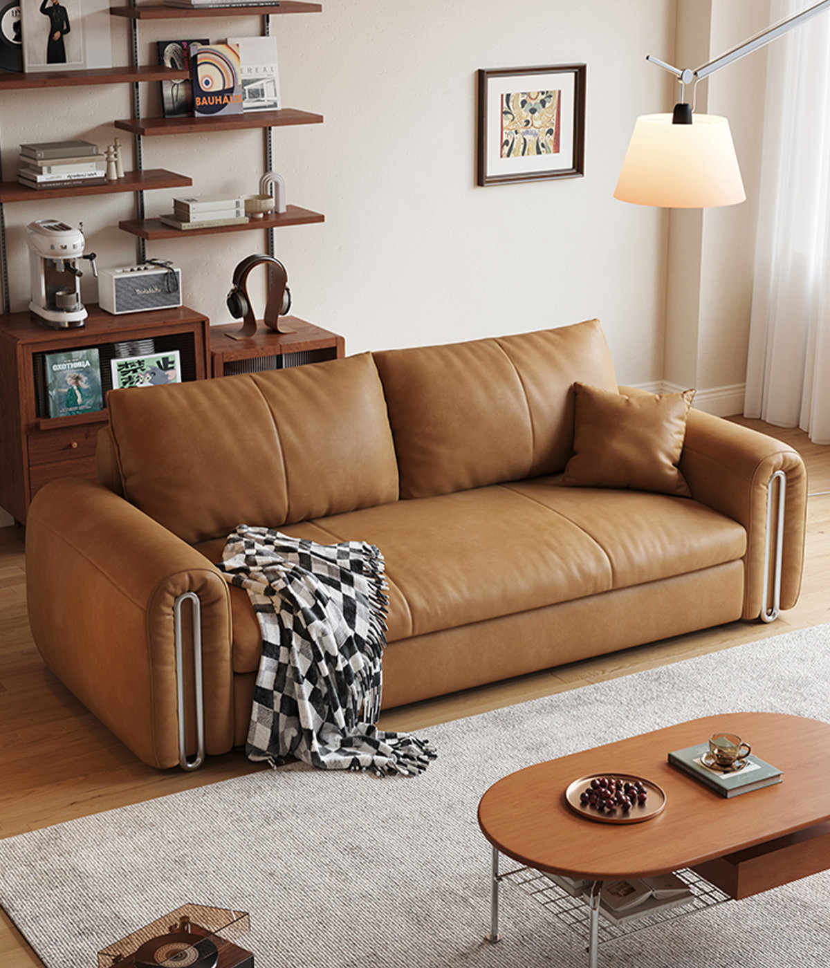 Corrigan Studio Mid-century Modern Cat Scratch Leather Extendable Sofa ...