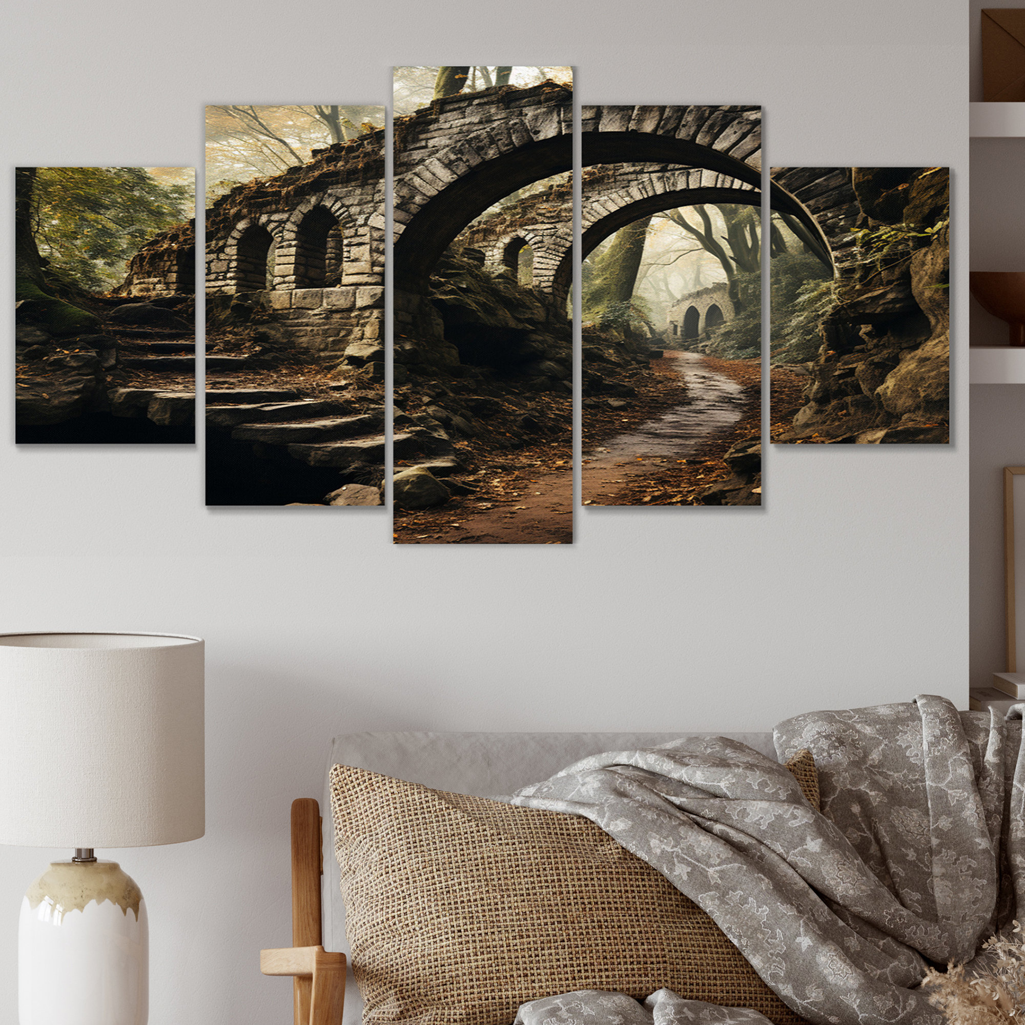 Millwood Pines Grey Bridge Rustic Archway Slate II - Architecture Metal ...