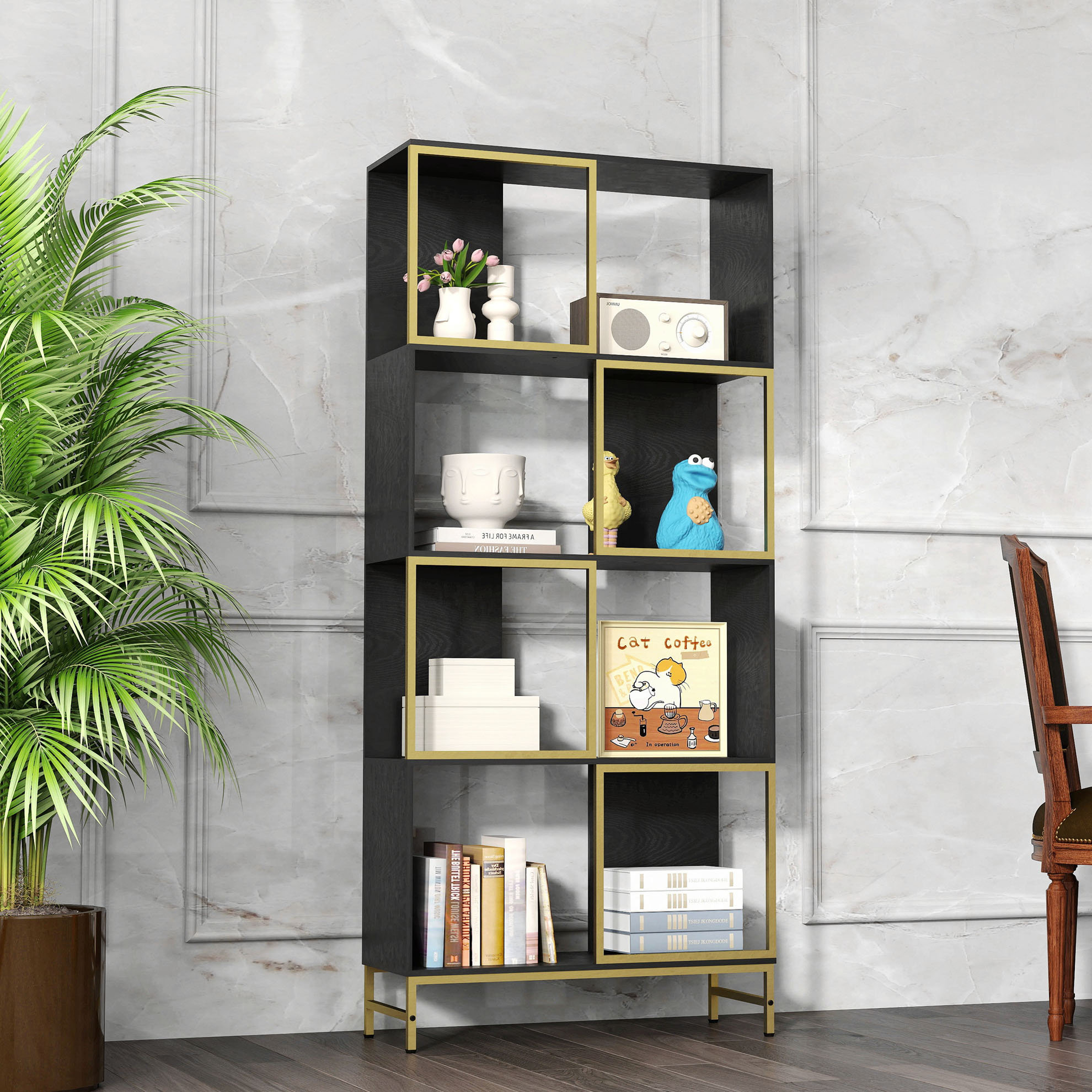 Mercer41 4-Tier Storage Shelves, Bookcase Display Storage Shelf Corner ...