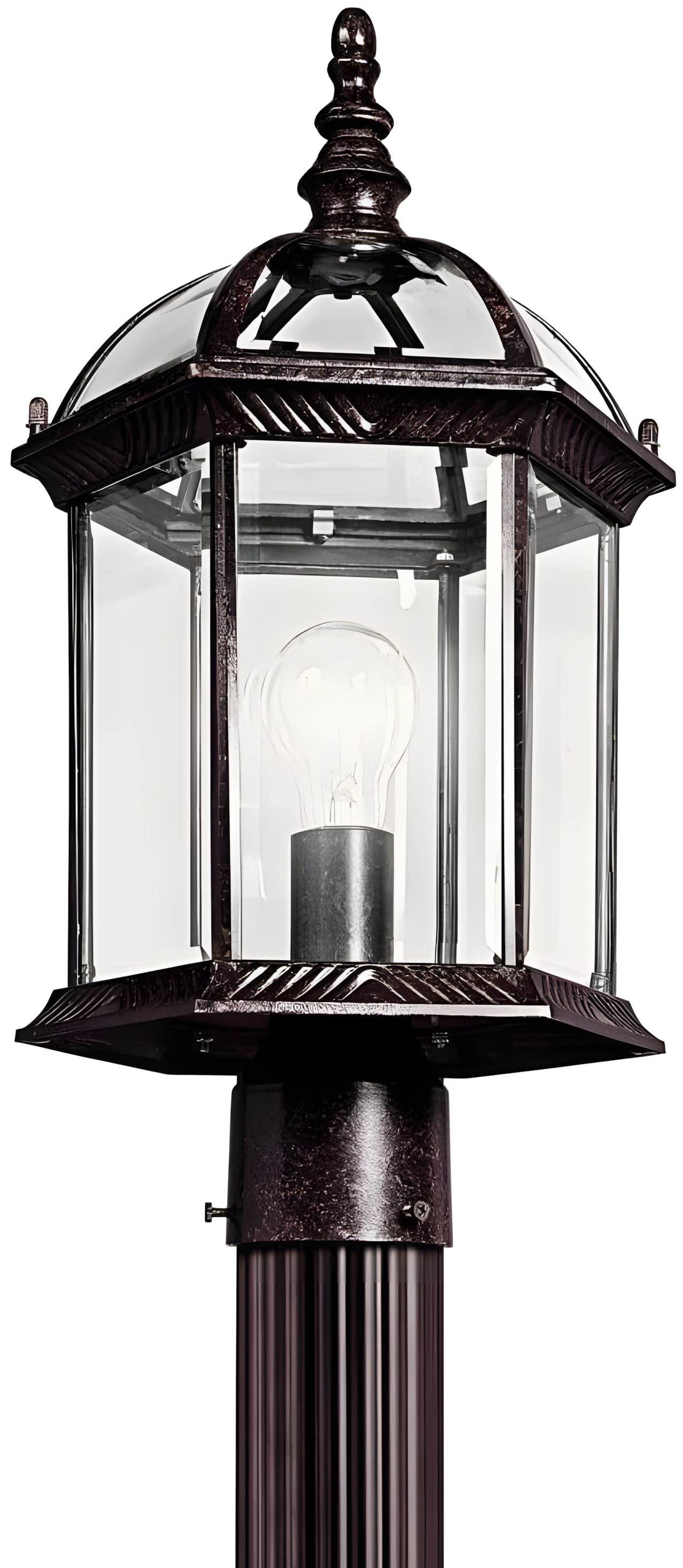 Co-t Outdoor Post Mount Light Fixture With Clear Beveled Glass ...