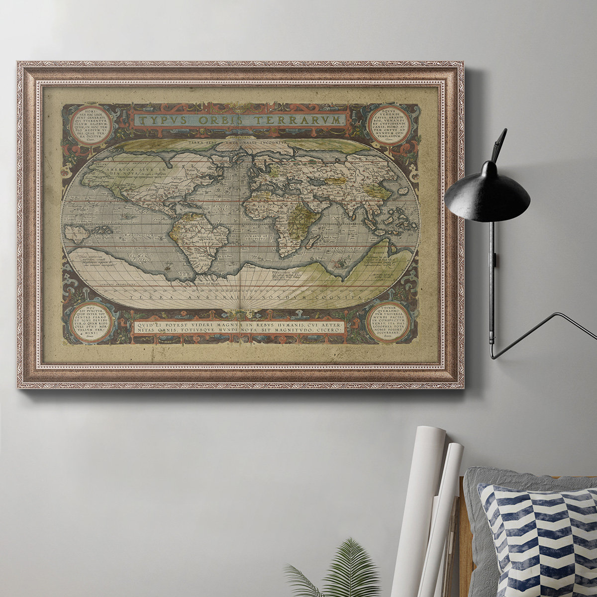 Williston Forge Embellished Antique World Map - Picture Frame Graphic ...