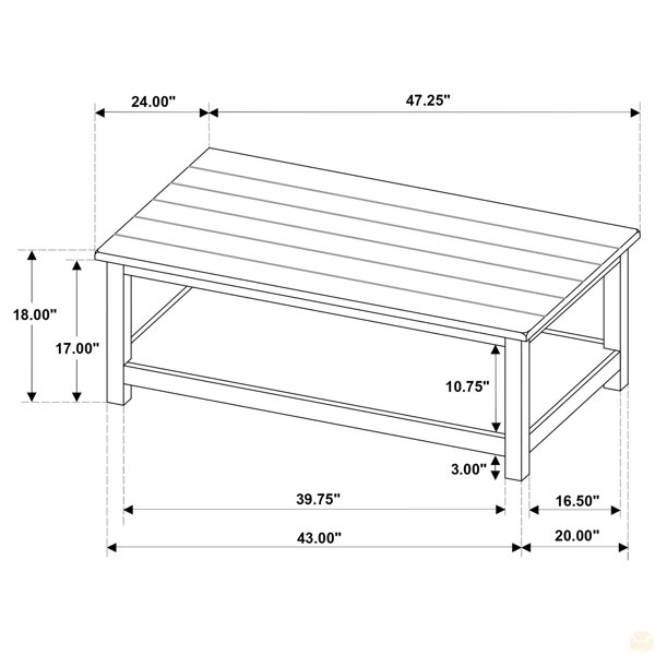 George Oliver Wood Coffee Table With Shelf - Wayfair Canada