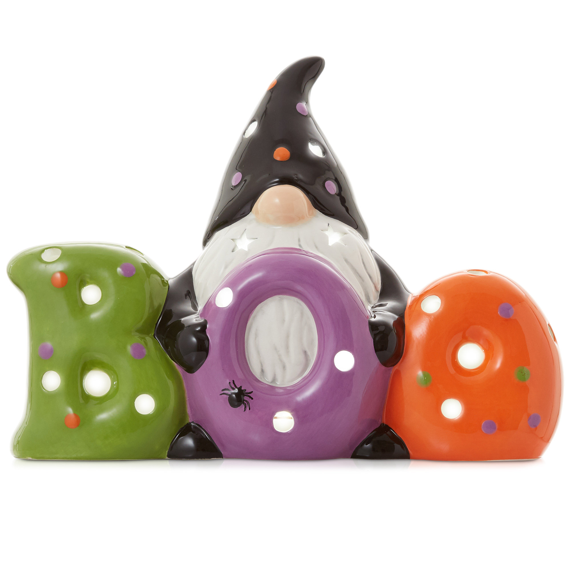 The Holiday Aisle® Pre-Lit Ceramic Halloween BOO Gnome Hand-Painted ...