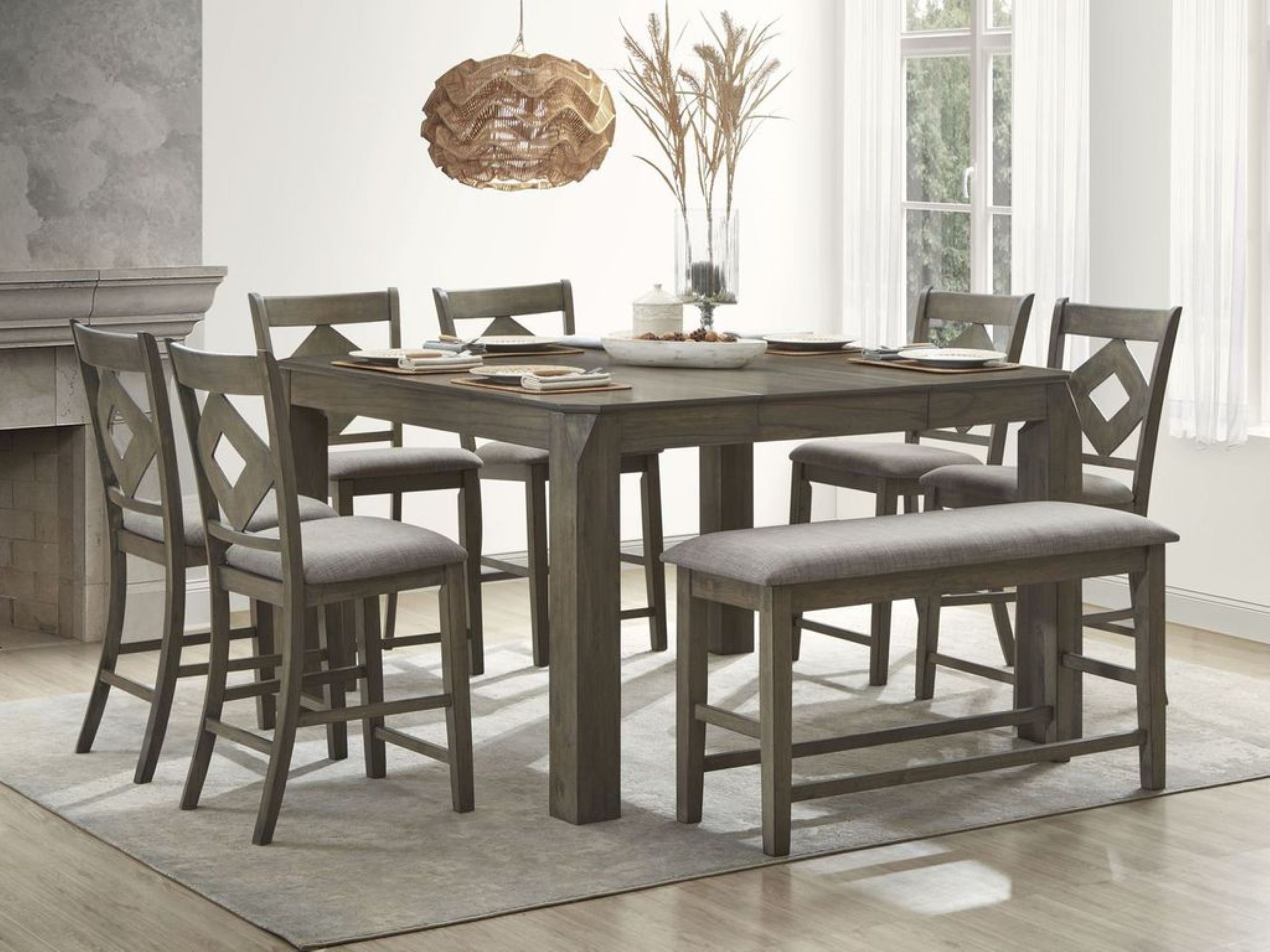 August Grove® Dilyla Grey Wood Counter Height Dining Set | Wayfair