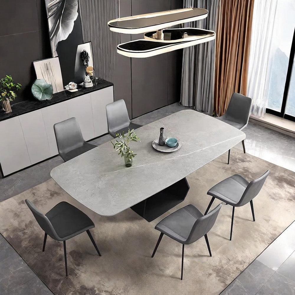 Greyleigh Modern Luxurious Rock Plate Dining Table Chair Set ...