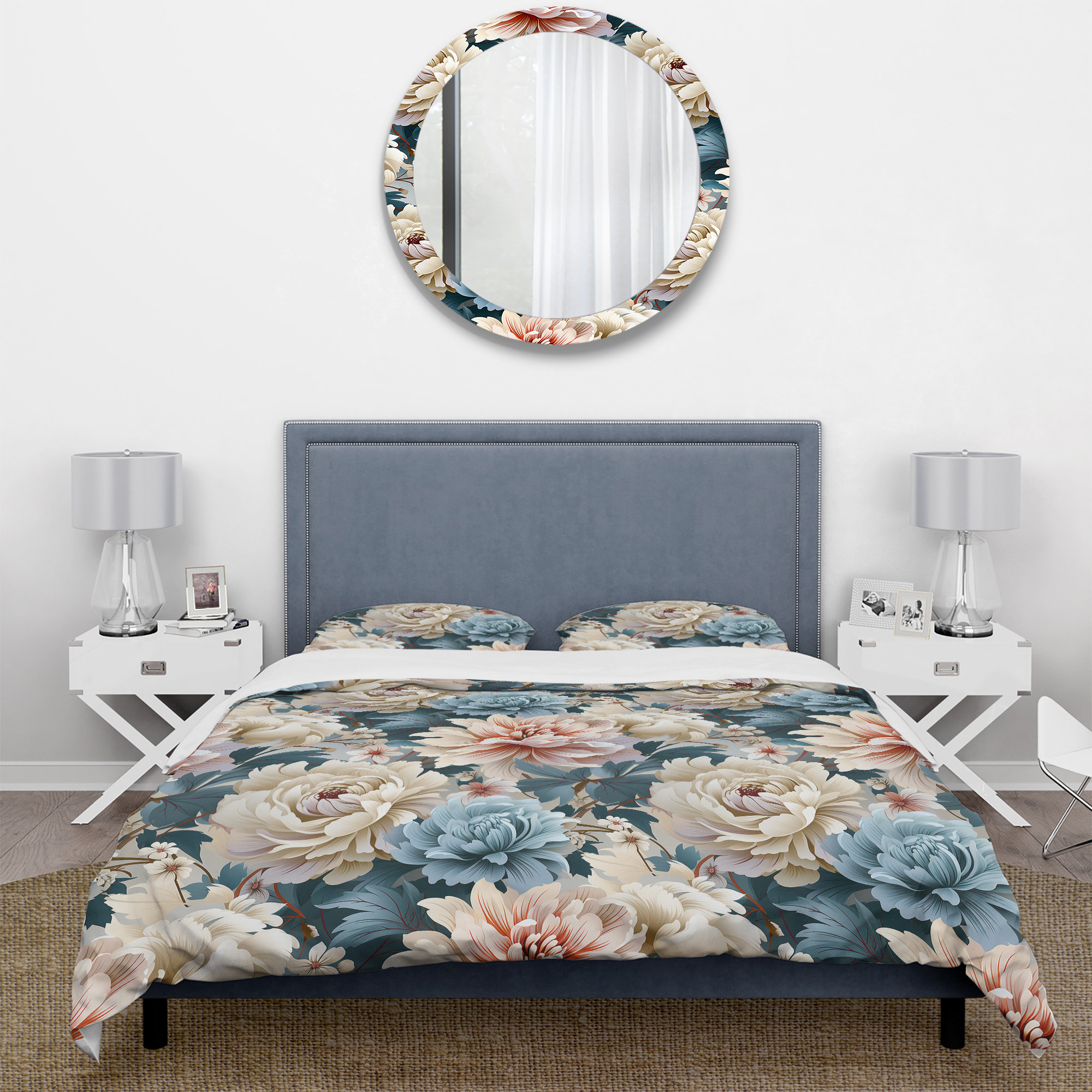 Design Art Bkye Rainbow Florals Damask Elegance - Damask Duvet Cover ...