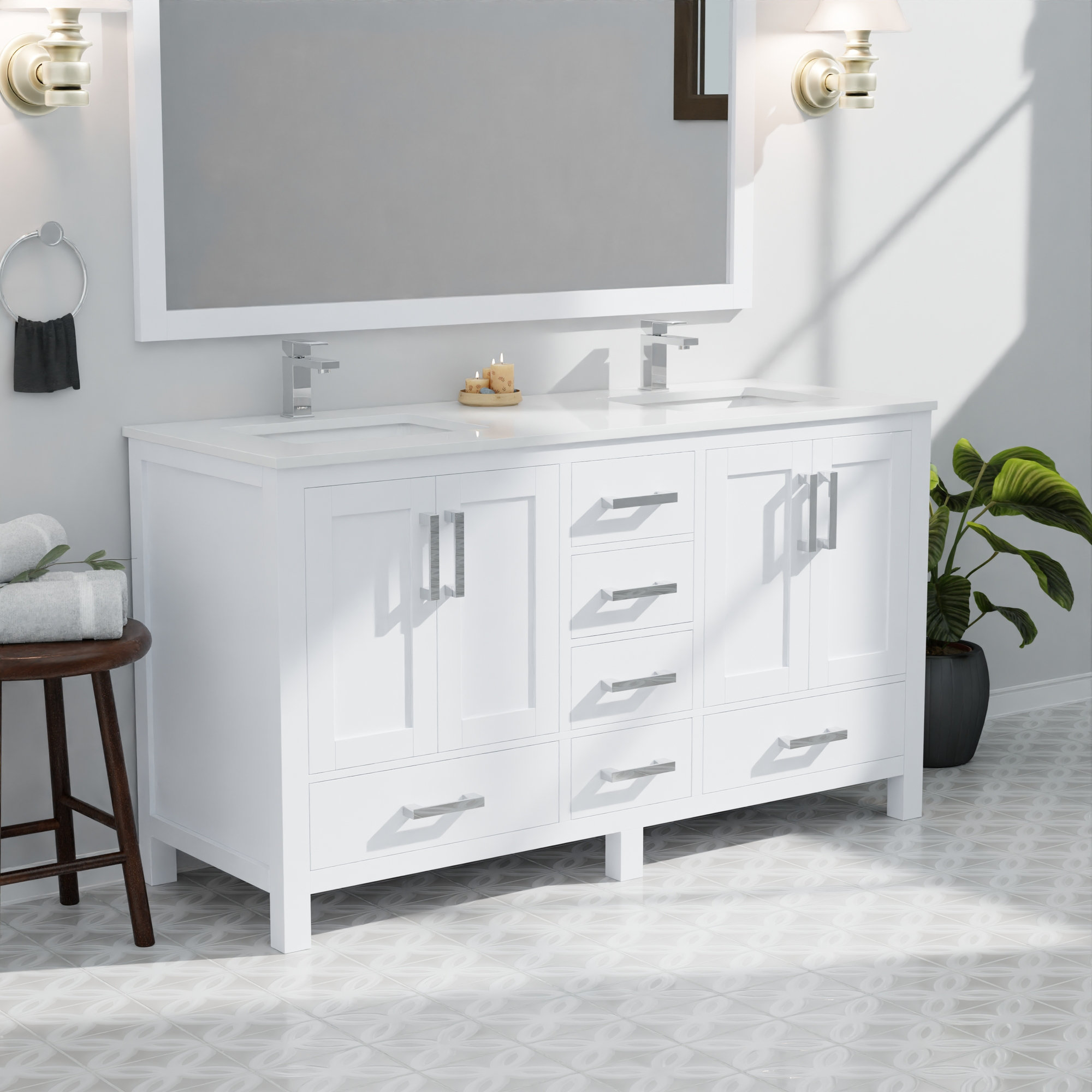 Hokku Designs Double Bath Vanity with Cultured Marble Top | Wayfair