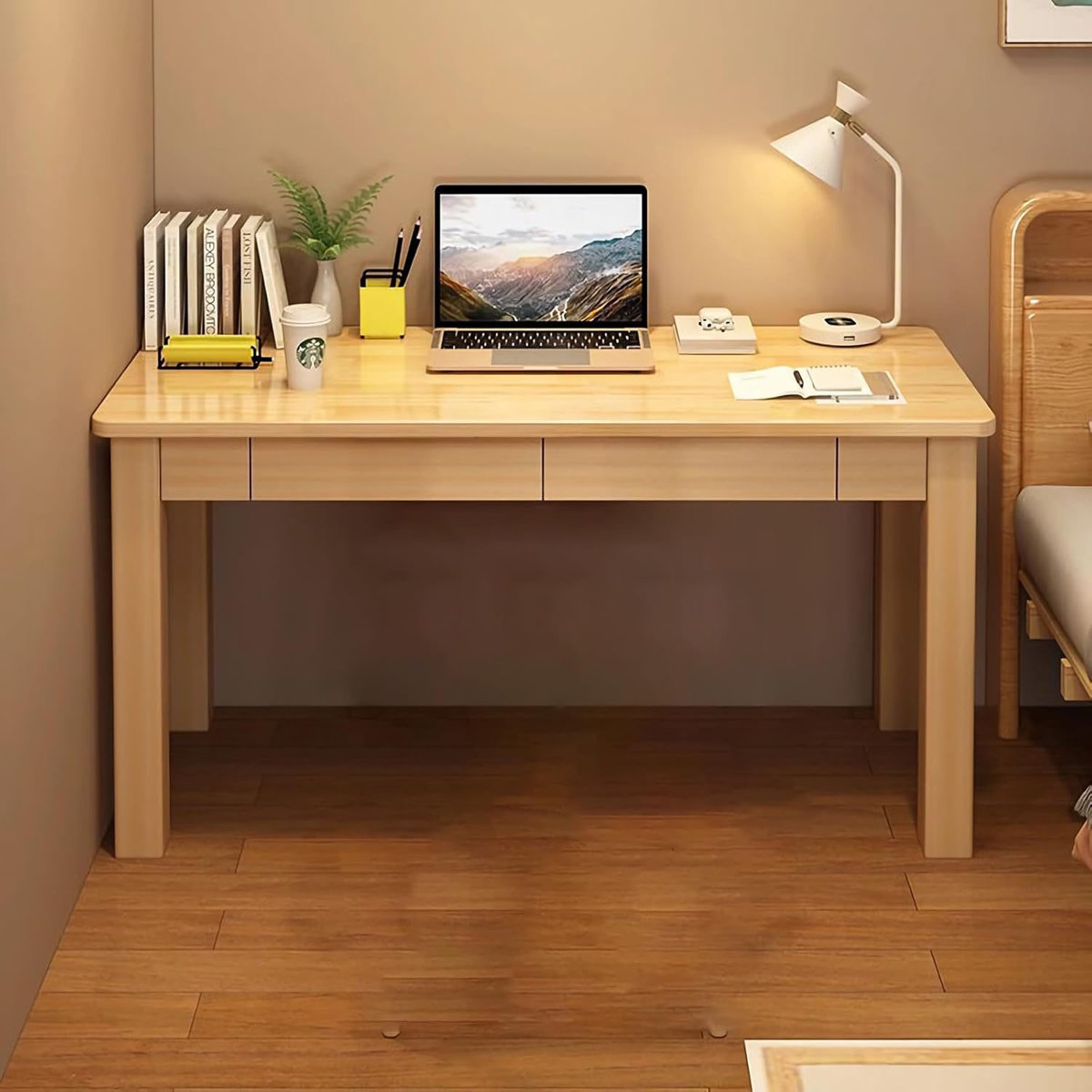 George Oliver Solid Wood Desk, Small Computer Desk For Small Spaces ...
