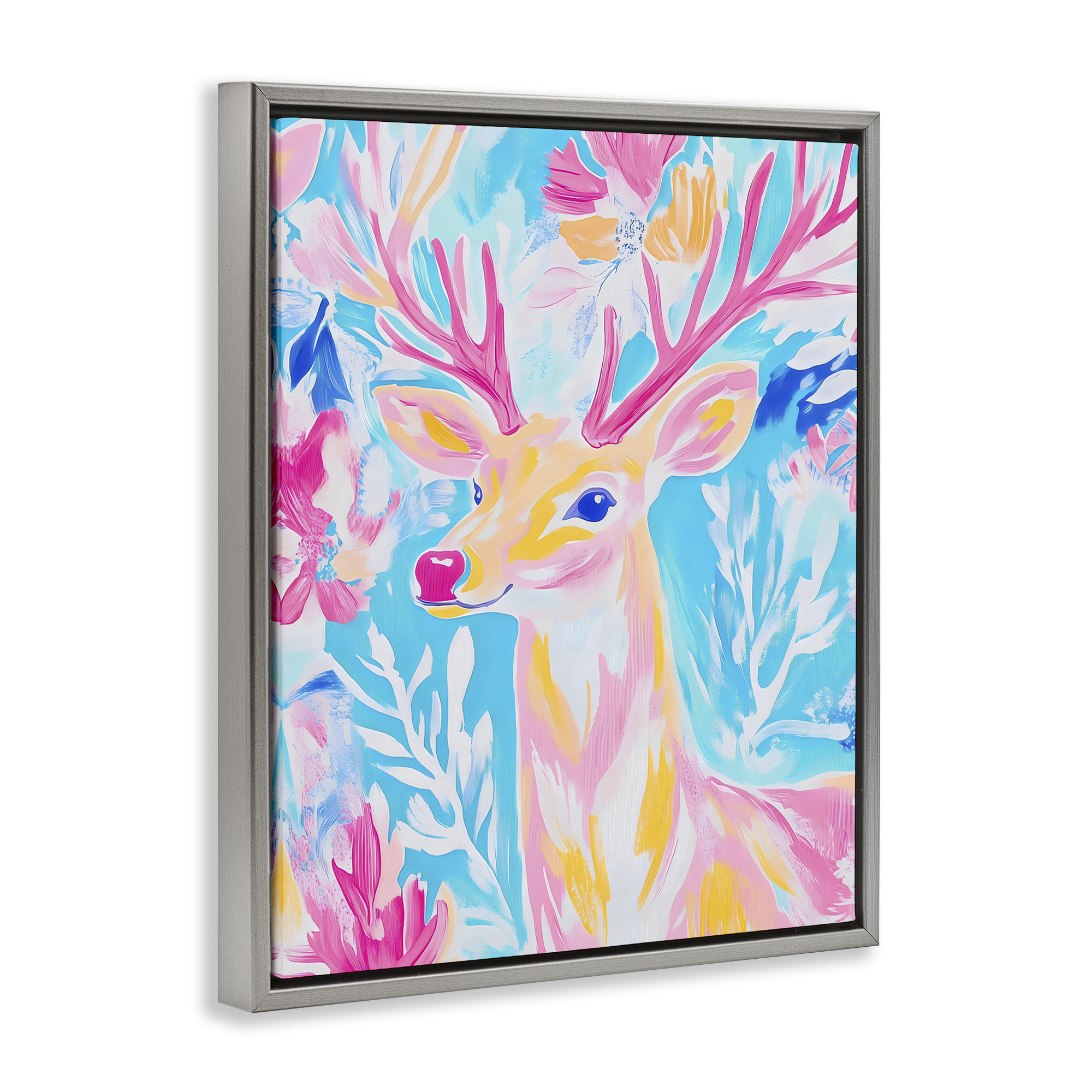 Latitude Run® Bright Pastel Deer Floating Frame, design by Arlington ...