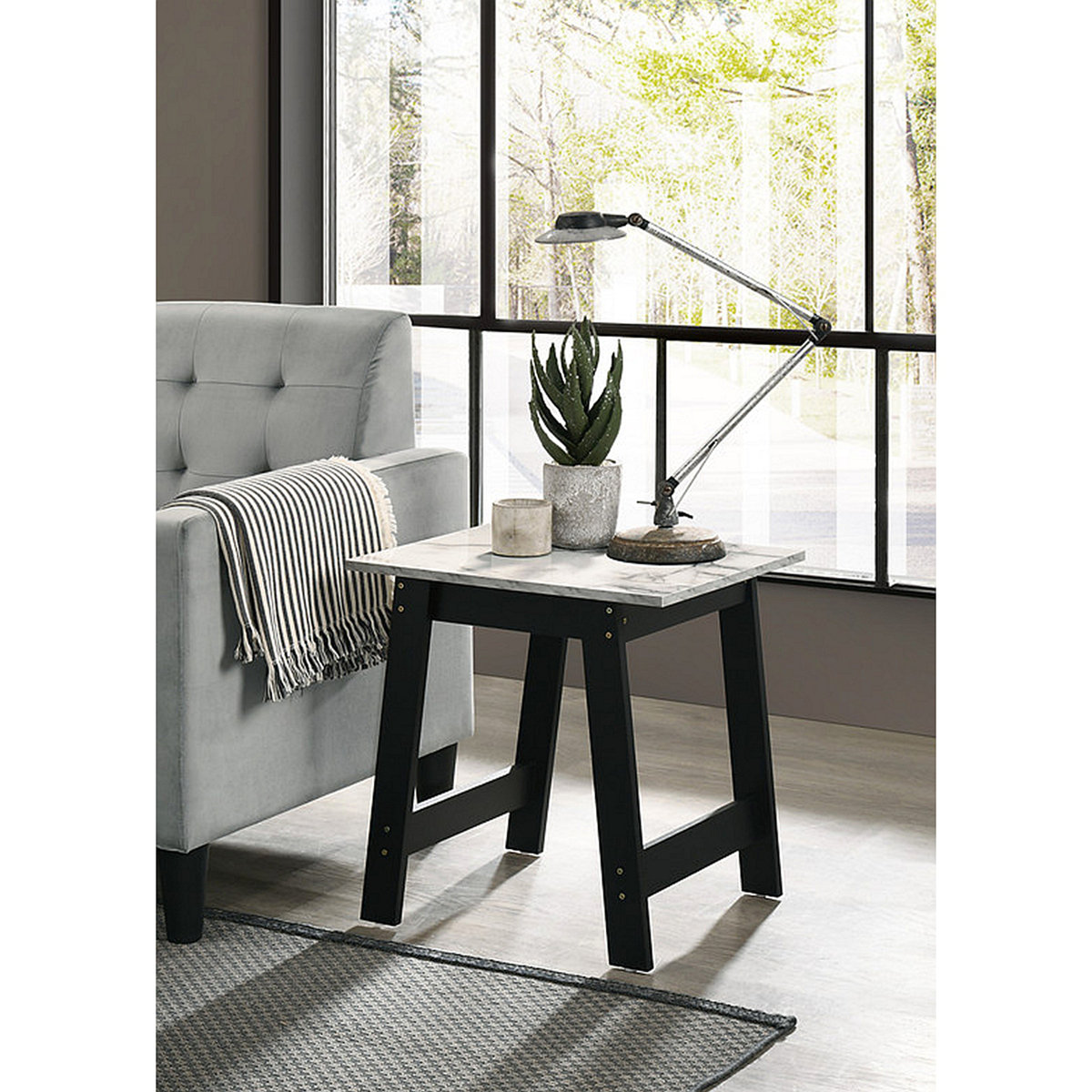 Hokku Designs Kenzo 19" End Table With Faux Marble Top | Wayfair