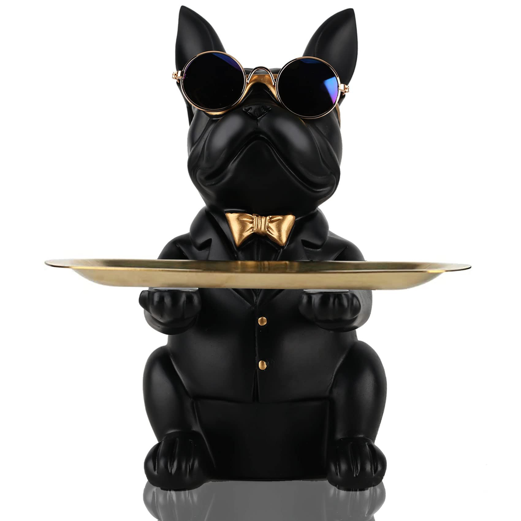 Trinx Modern Decor Resin Bulldog Tray Statue Piggy Bank Tray Storage ...