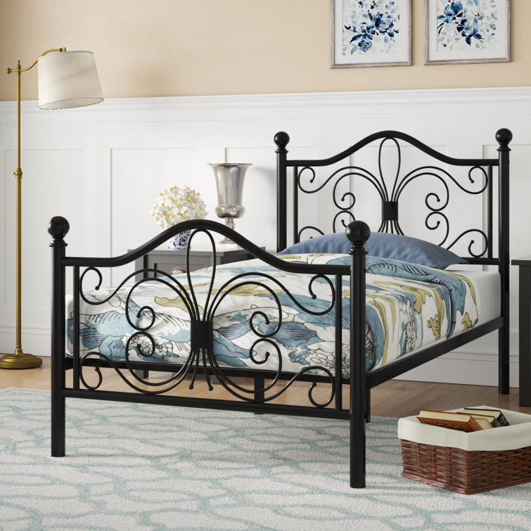 Lark Manor Anterrio Metal Open-Frame Bed with Butterfly Pattern Design ...