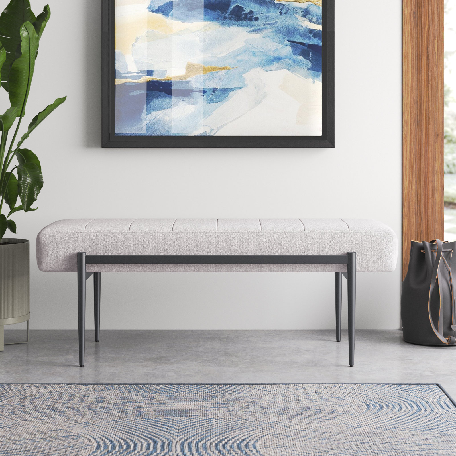 Wade Logan Brianalee Chenille Upholstered Channel Tufted Bench with ...