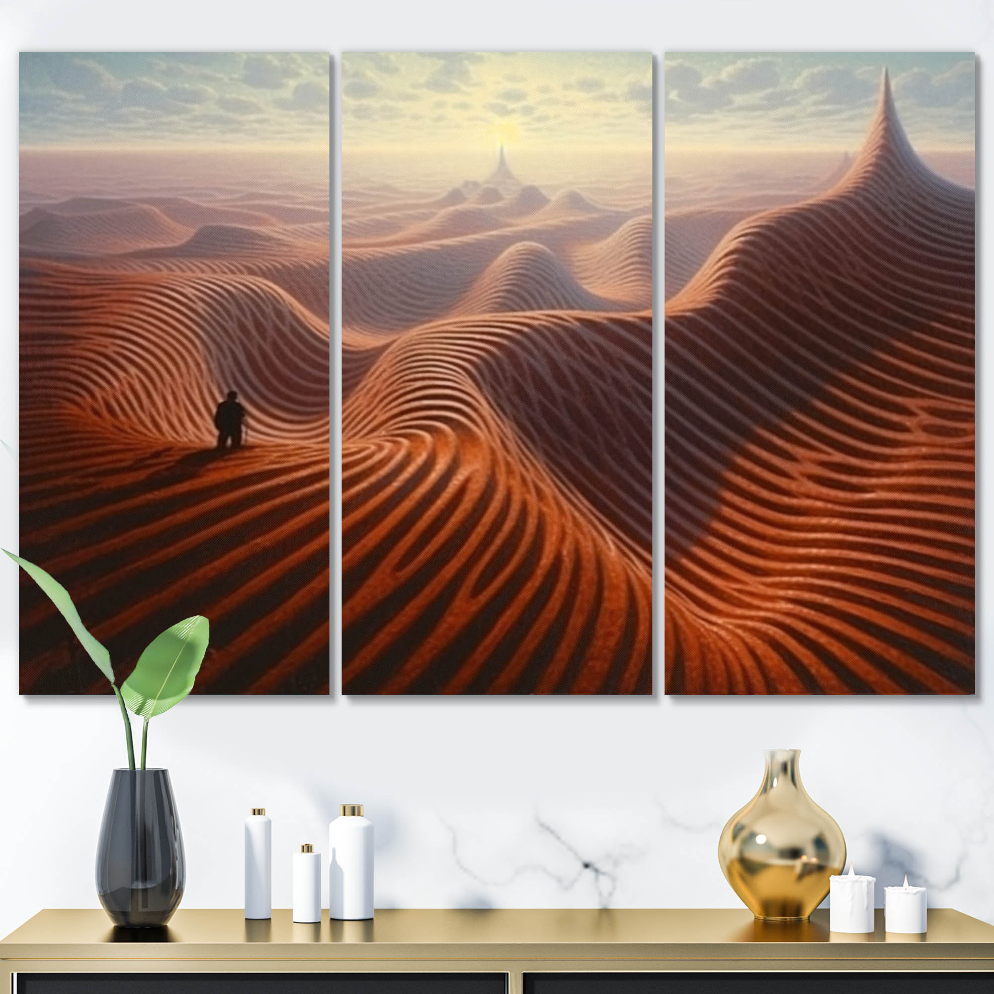 Design Art Alone Wandering In Futuristic Dessert - Abstract Landscape ...
