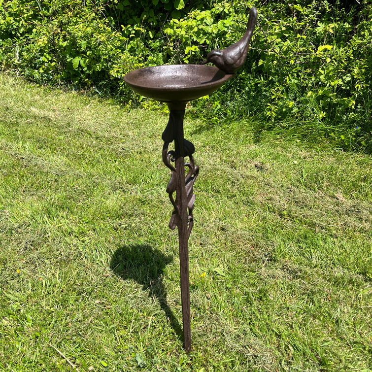 August Grove Worthley Cast Iron Stake Birdbath | Wayfair.co.uk