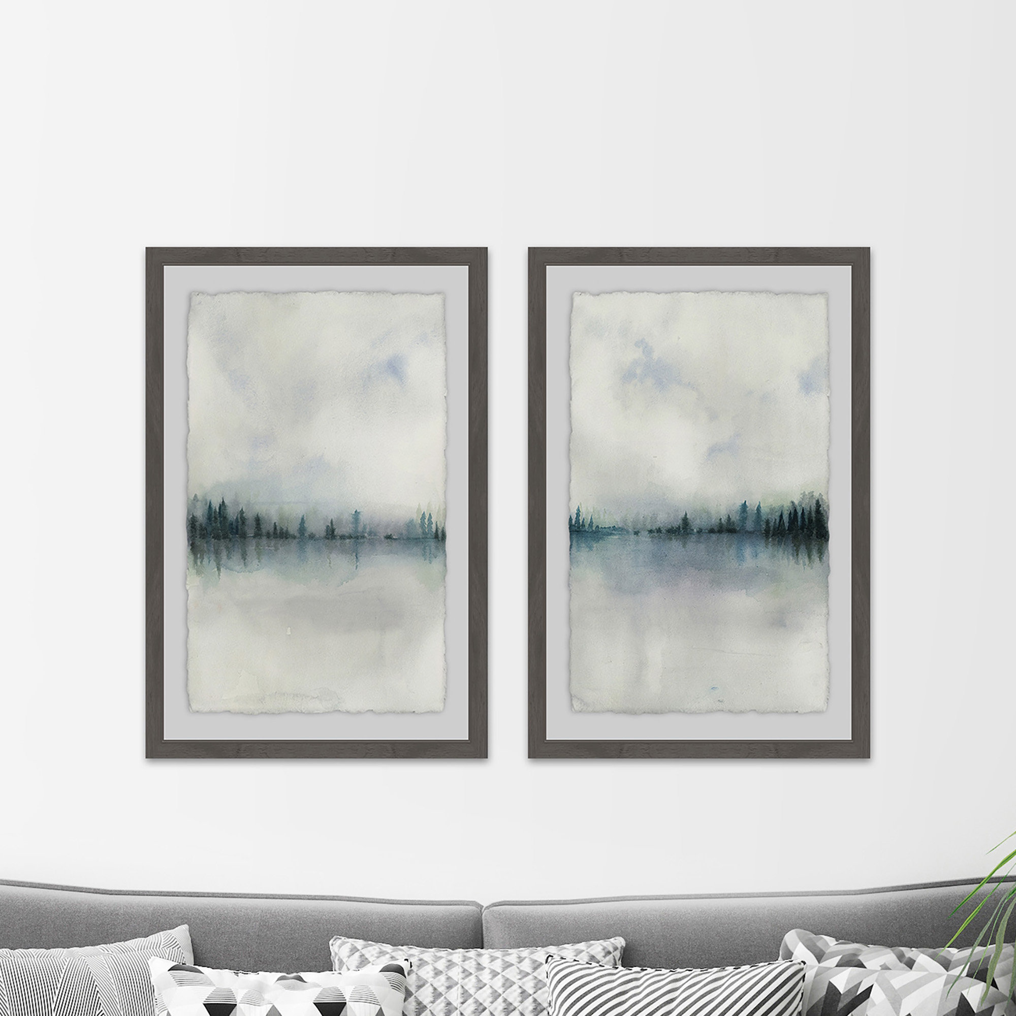 Foundry Select Cloudy Lake' - 2 Piece Watercolor Painting Picture Frame ...