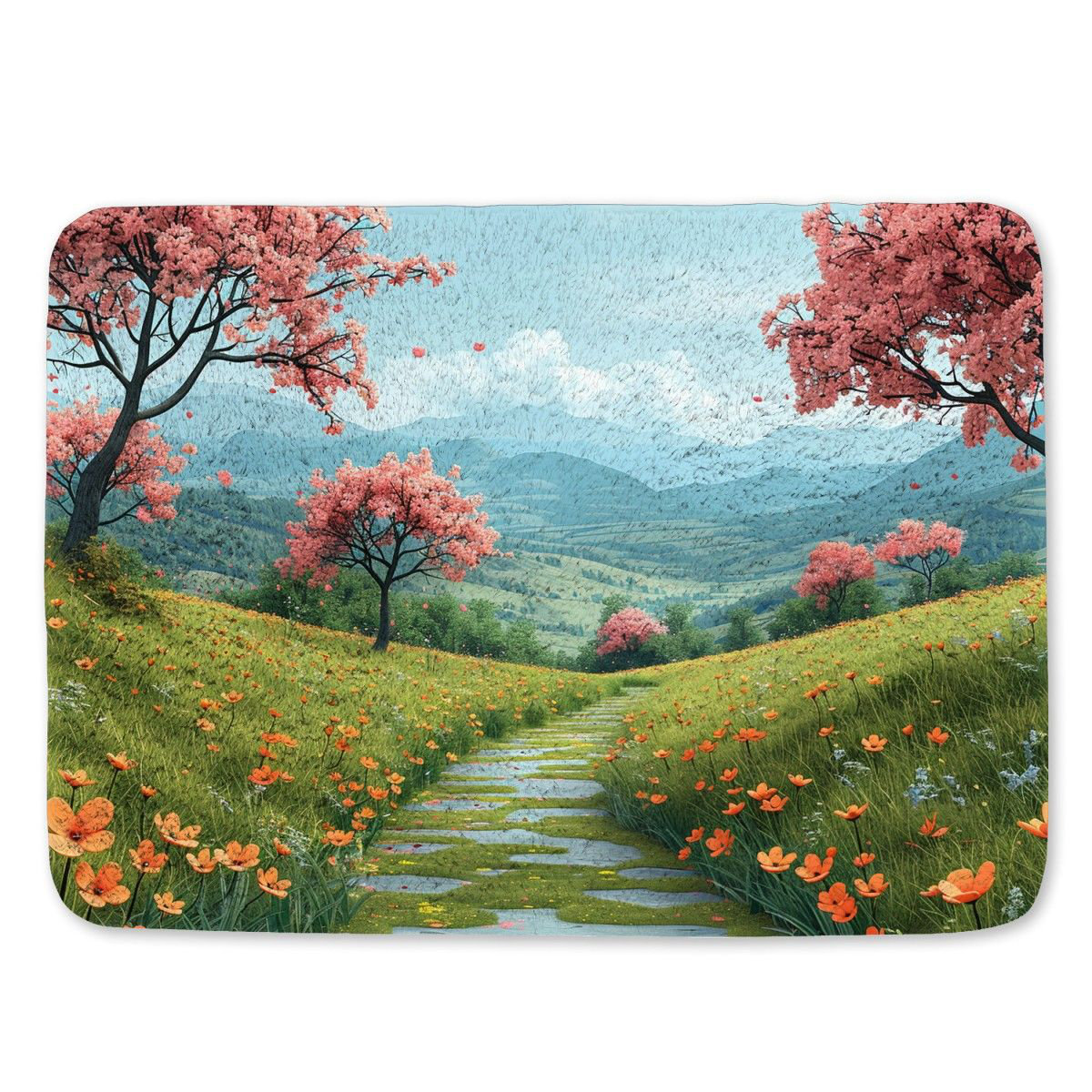 East Urban Home Spring Landscape Bath Mat Nature Bathroom Decor Cherry ...