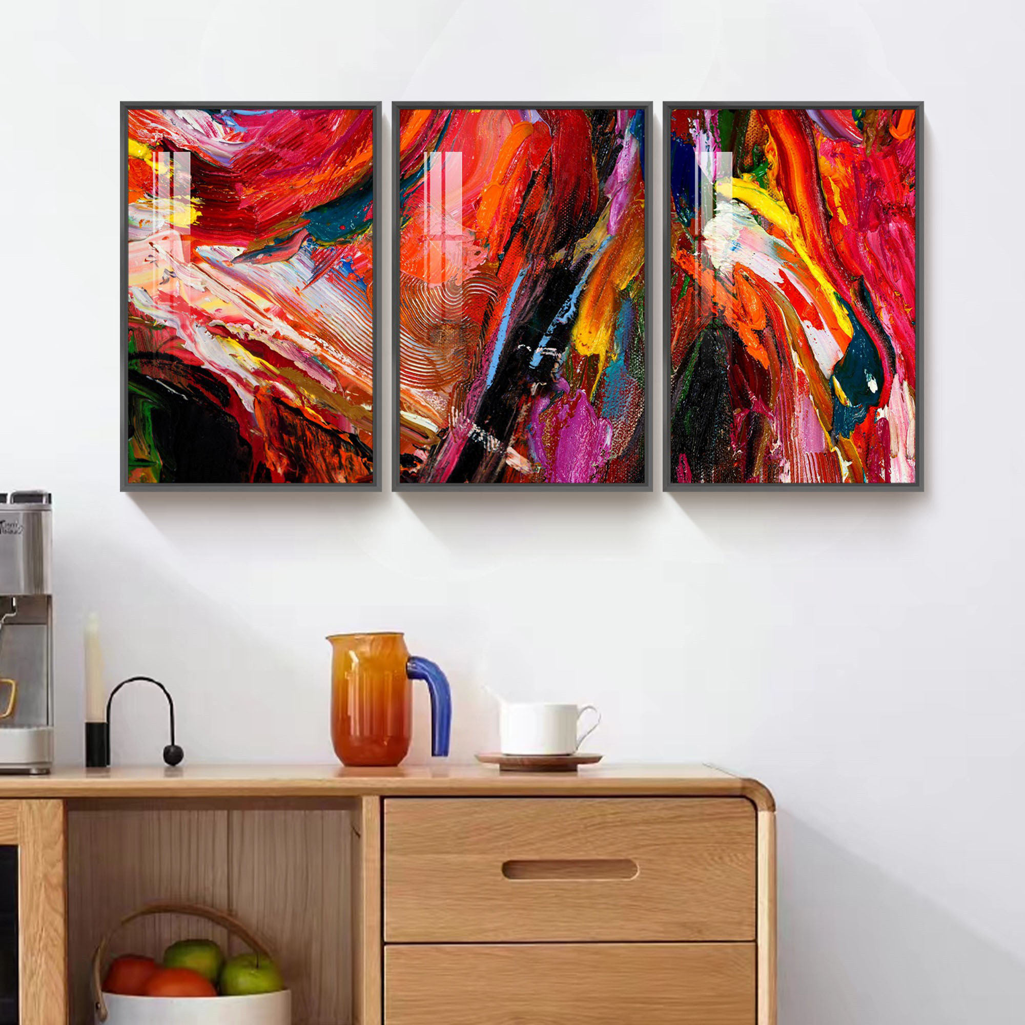 Ivy Bronx Abstract Artwork - 3 Piece Floater Frame Print on Canvas ...