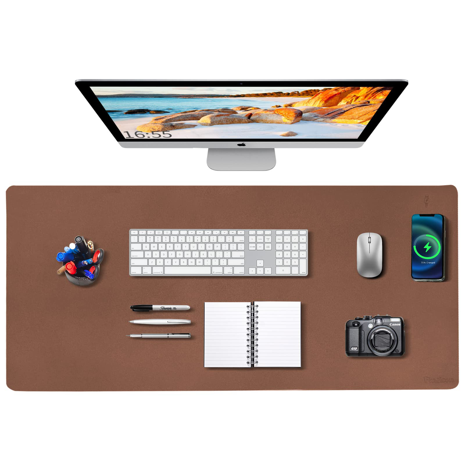 Fish hunter Desk Mat With Wireless Charging Desk Pad For Desktop ...
