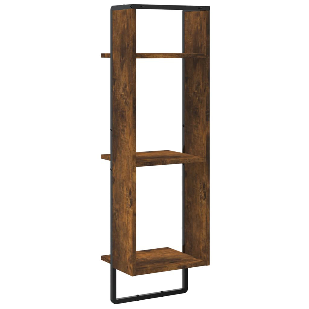 17 Stories Wall Shelf Smoked Oak Engineered Wood 11.8X9.8X39.4 In Wall ...