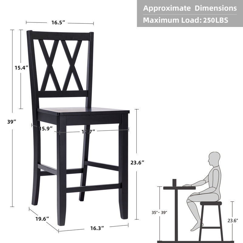 Laurel Foundry Modern Farmhouse® Christin Solid Wood 24" Counter Stool ...