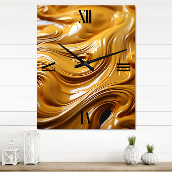 DesignArt Golden Wave Ocean Of Abundance Liquid Gold - Abstract Spirals ...