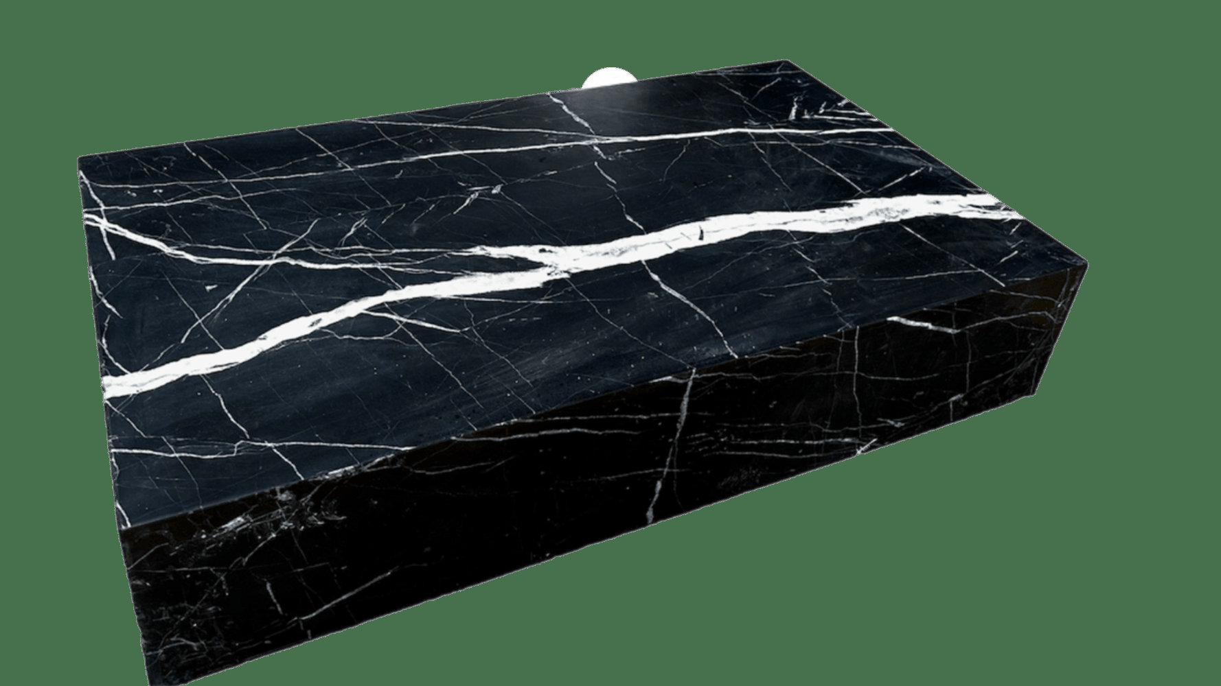 BETACH Genuine Marble Block Coffee Table - Black Marble, 54" Extra ...