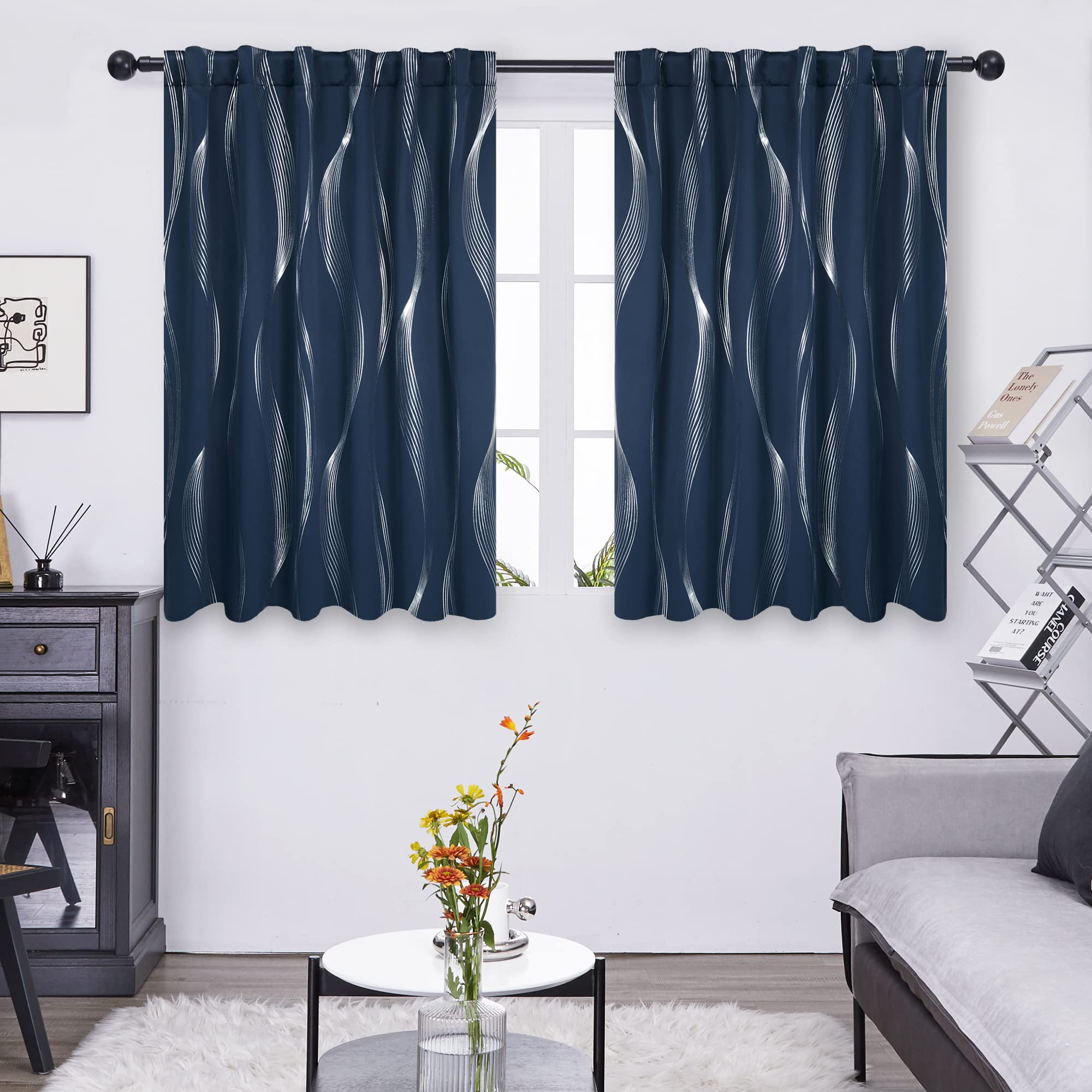 Wade Logan® Cirila Back Tab Rod Pocket Silver Wave Curtain Panels ...