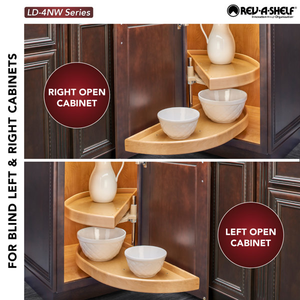 Rev-A-Shelf Natural Wood Pivot & Slide Half Moon 2-Shelf Organizer for ...