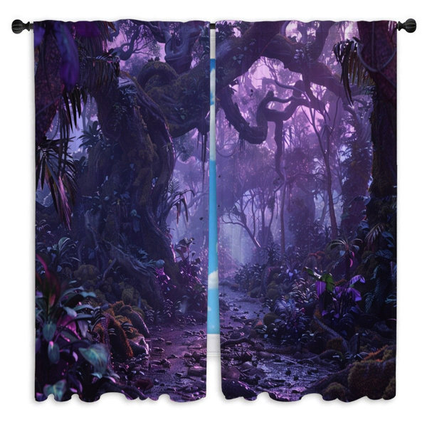 East Urban Home Fantasy Forest Sheer Window Curtains - 2 Panels | Wayfair