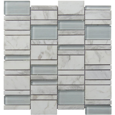 Intrend Tile Carrara Blend Random Sized Natural Stone/Glass Random ...