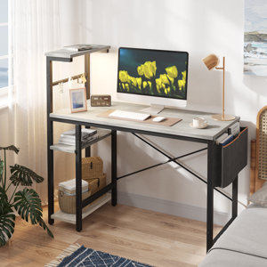 17 Stories Johnothan Computer Desk with 4 Tiers Shelves, LED, 44 ...