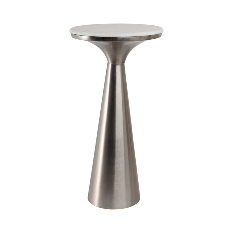 Everly Quinn Modern Metal And Marble Accent Table, Round Side Table ...
